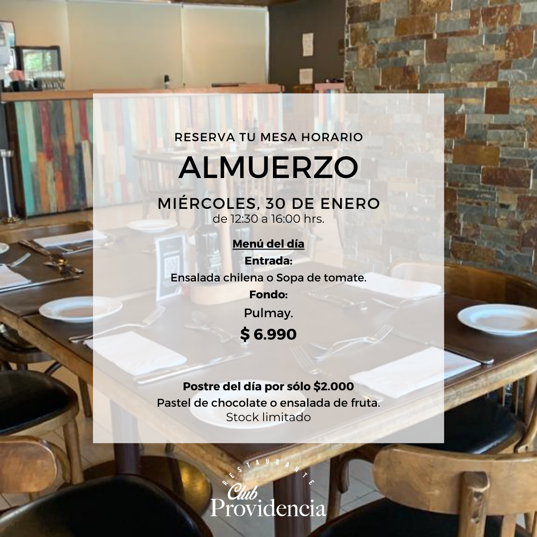Reservas - Restaurante - Club Providencia