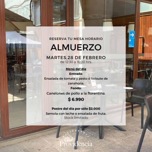 Inicio - Restaurante - Club Providencia