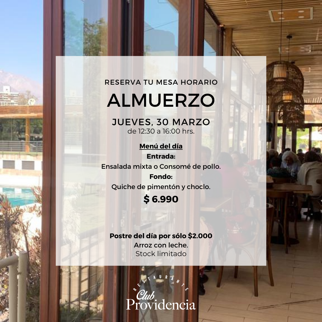 Reservas - Restaurante - Club Providencia