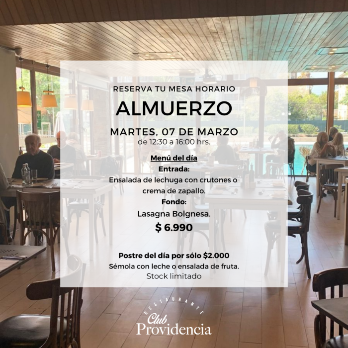 Inicio - Restaurante - Club Providencia